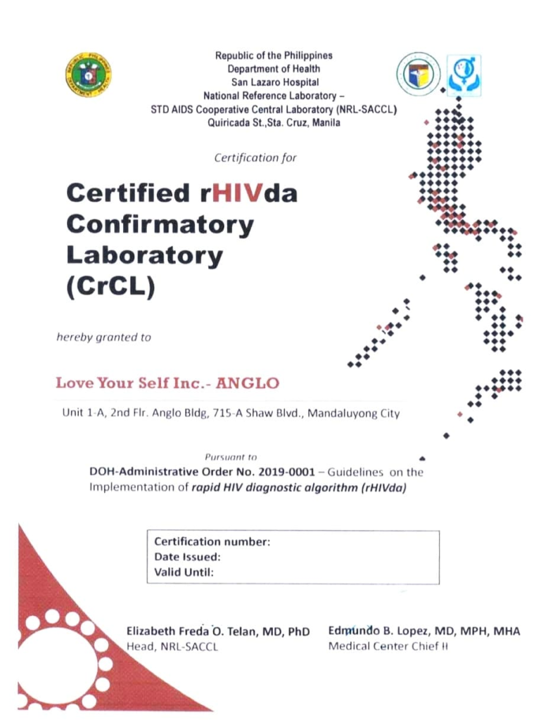 LoveYourself Anglo Gets Certified as rHIVda Confirmatory Laboratory ...